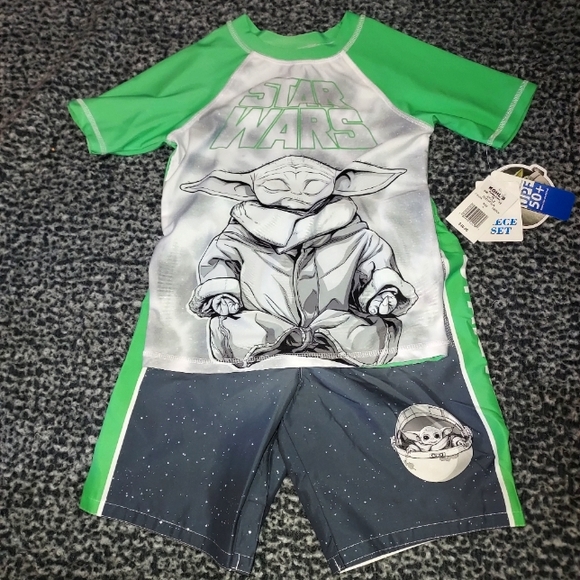 Star Wars | Swim | Star Wars Boys Swim Trunks Rashguard Top Set L ...